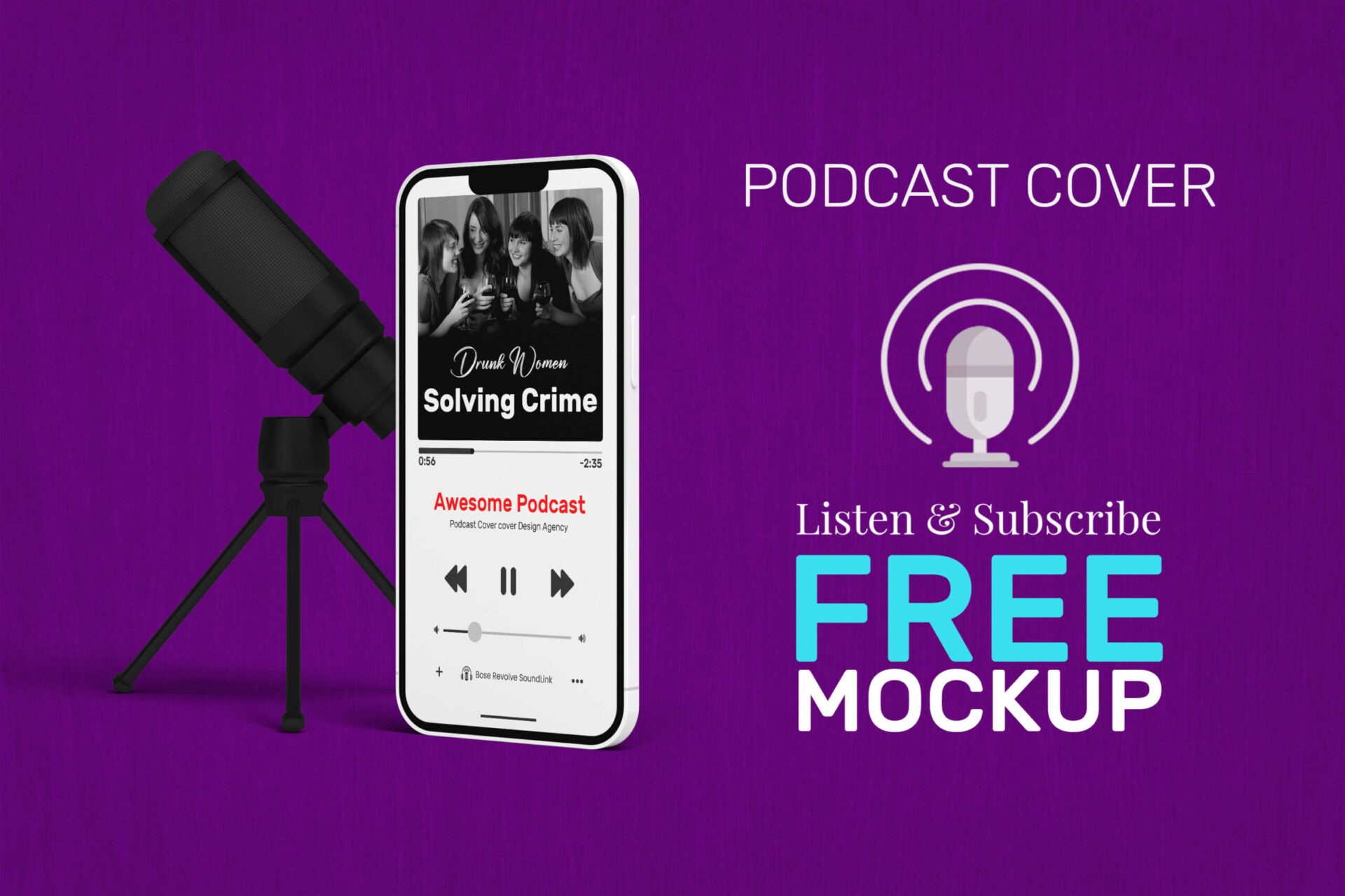 Creative Podcast Cover Art Mobile Mockup Free Download - CUSTOM EPISODE