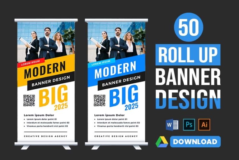 50+ Roll up banner design PSD Template Free Download - CUSTOM EPISODE