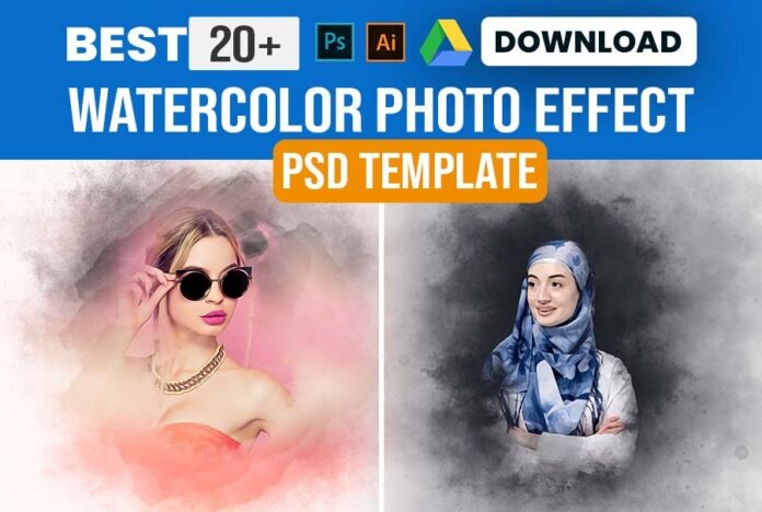 20+ Advanced Watercolor Photo Effect Photoshop PSD Template Free ...