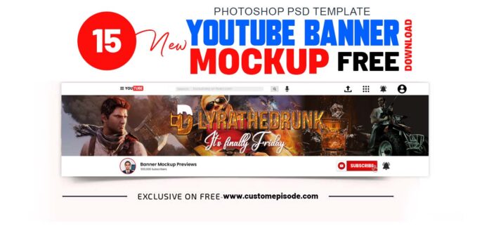 15+ Best YouTube Banner Mockup PSD Free Download - CUSTOM EPISODE