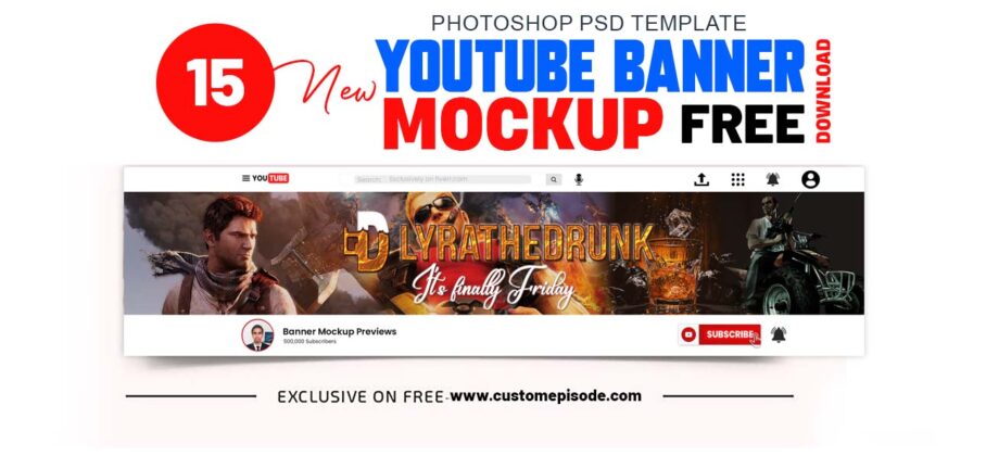 15+ Best YouTube Banner Mockup PSD Free Download - CUSTOM EPISODE