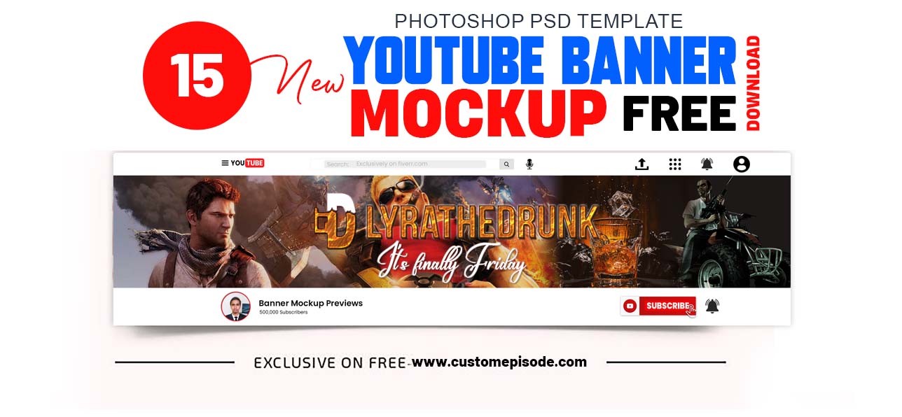 15+ Best YouTube Banner Mockup PSD Free Download - CUSTOM EPISODE