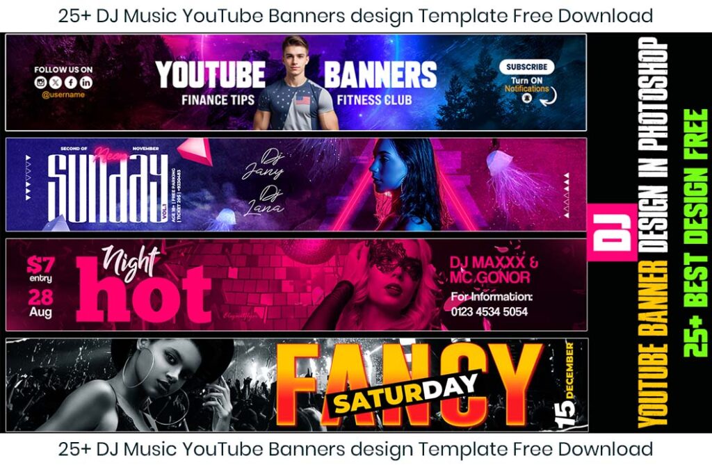 25+ DJ Music YouTube Banners design Template Free Download - CUSTOM EPISODE