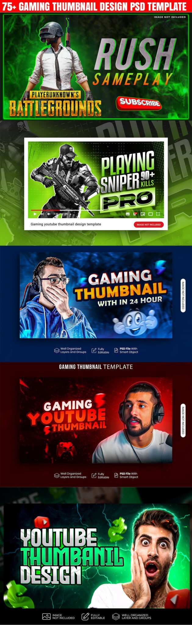 75+ Gaming Thumbnail Design PSD Template Free Download - CUSTOM EPISODE