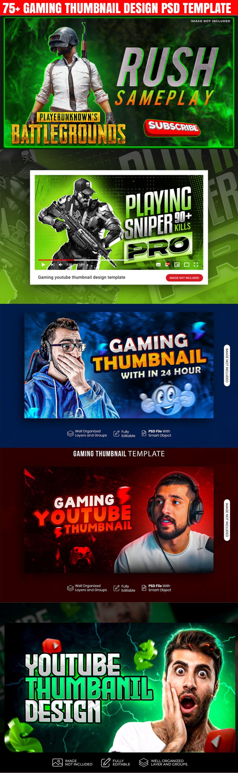 75+ Gaming Thumbnail Design PSD Template Free Download - CUSTOM EPISODE
