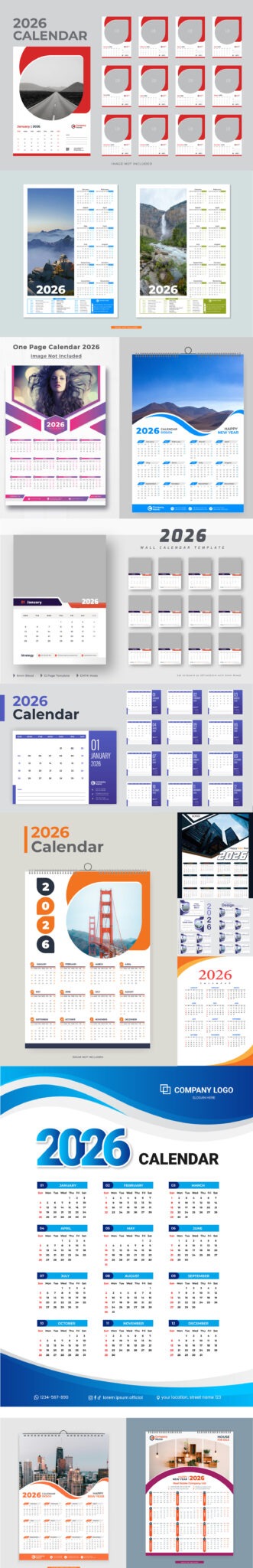 2026 Calendar Design Templates Free Download – 20 Stylish & Printable ...